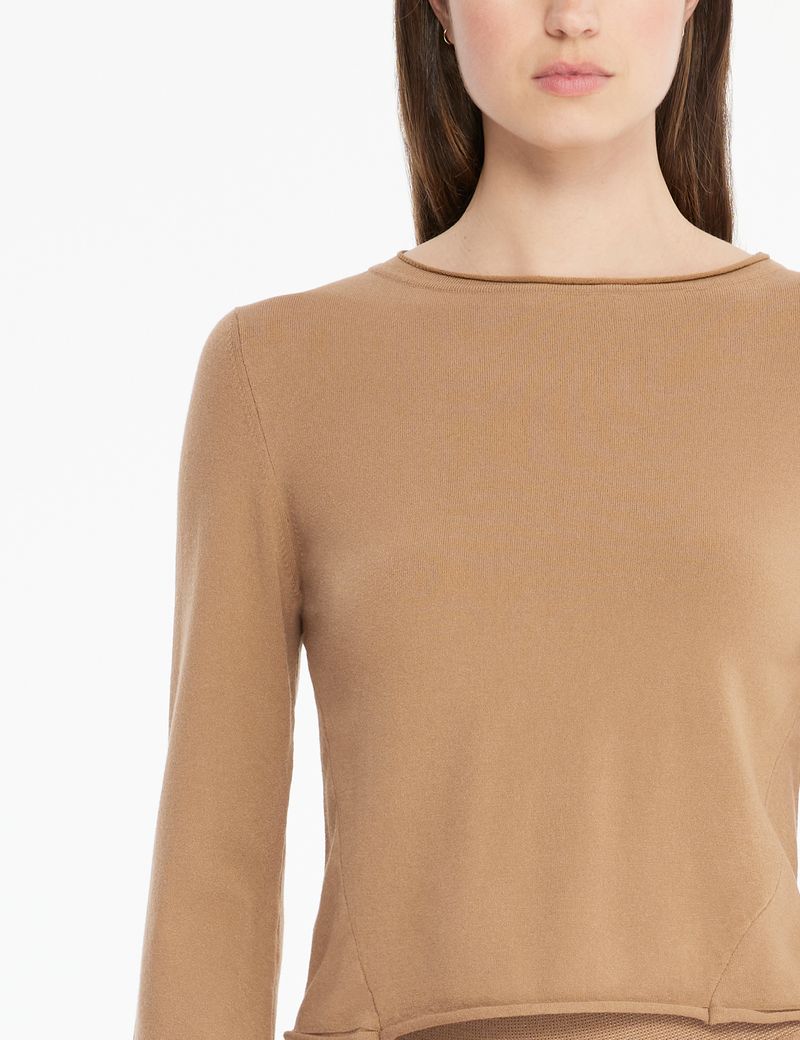 Caramel cropped sweater - rolled hem by Sarah Pacini