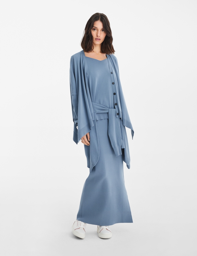 Blue viscose sweater - back buttons by Sarah Pacini