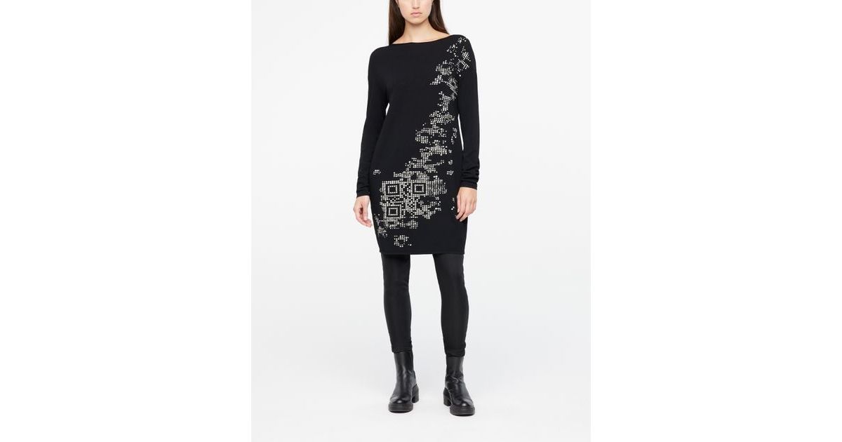 Black viscose knit dress - qr code by Sarah Pacini