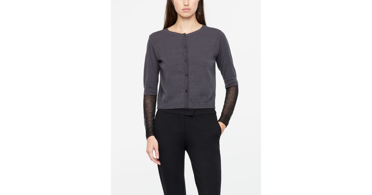 Grey cropped cardigan - veil layer by Sarah Pacini