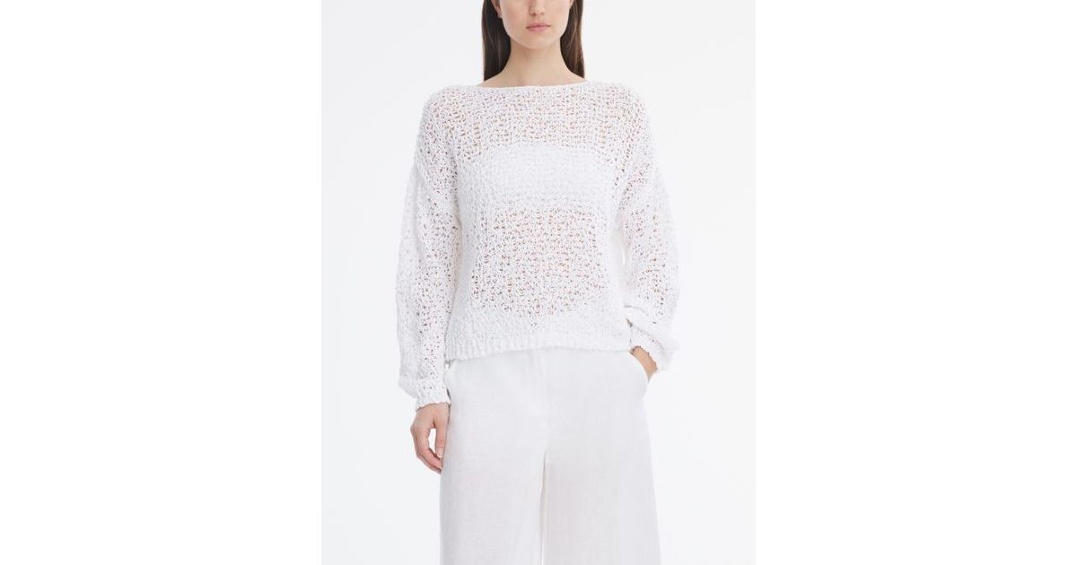 White mako cotton sweater - exotic knit by Sarah Pacini