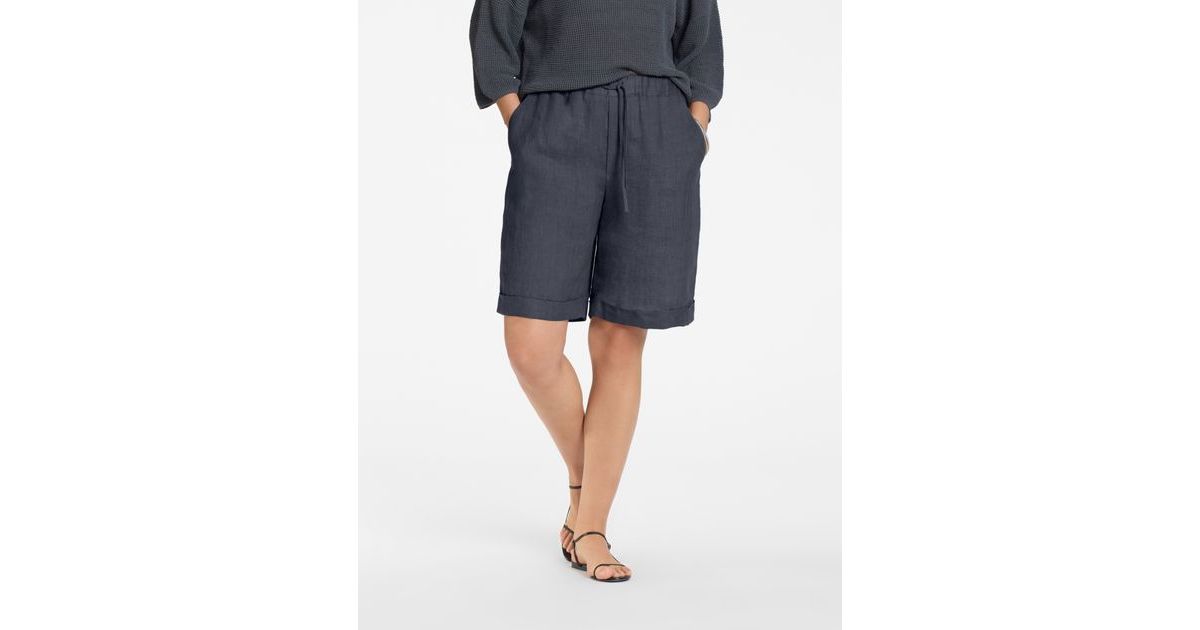 Anthracite bermuda shorts – 100% linen by Sarah Pacini